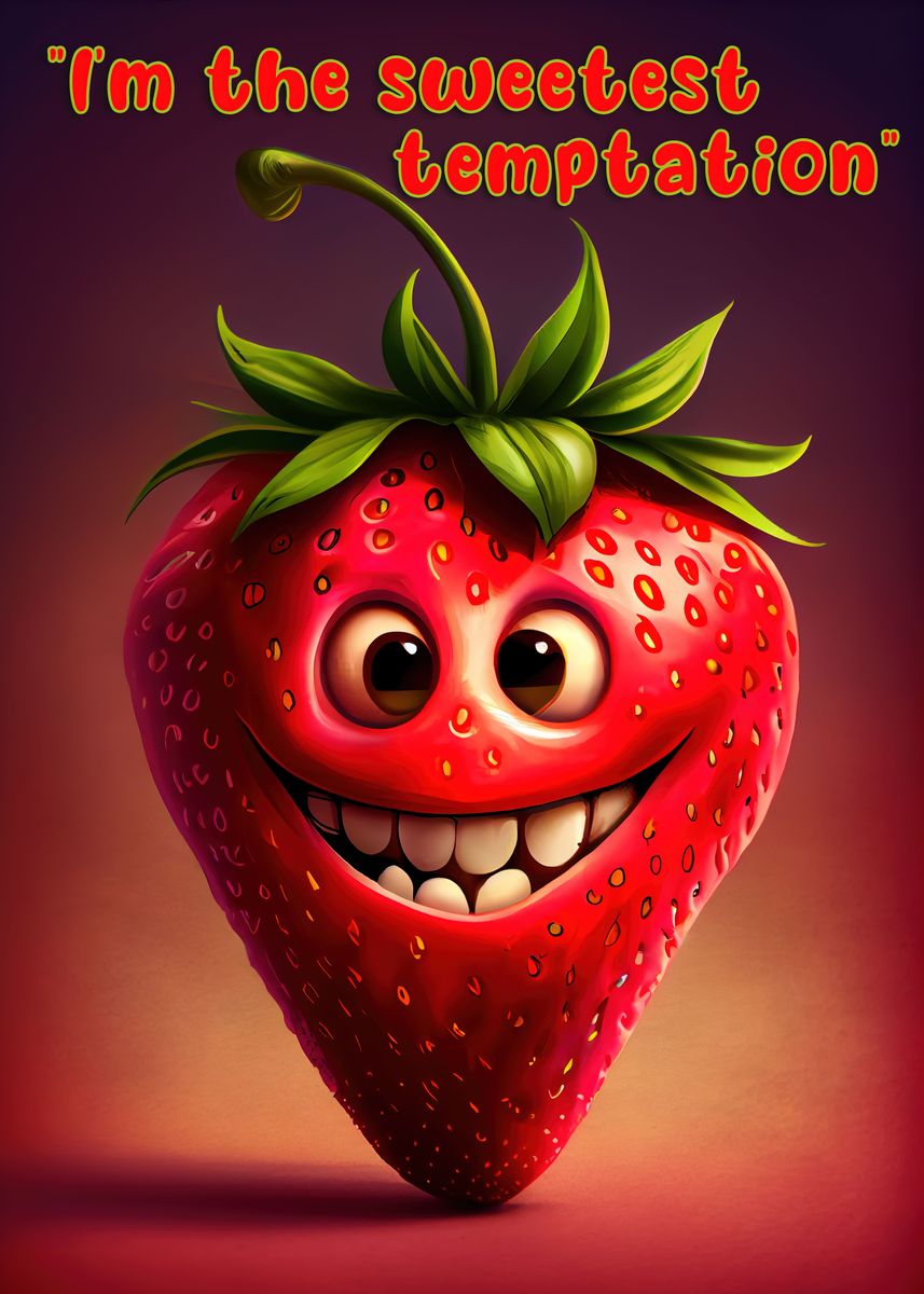 'Funny Strawberry Quotes' Poster, picture, metal print, paint by ...