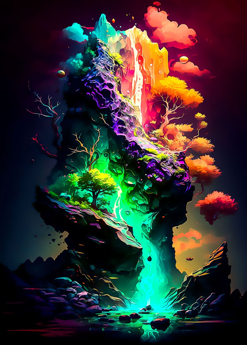 'Fantasy Landscape' Poster, picture, metal print, paint by Yeager Rinne ...