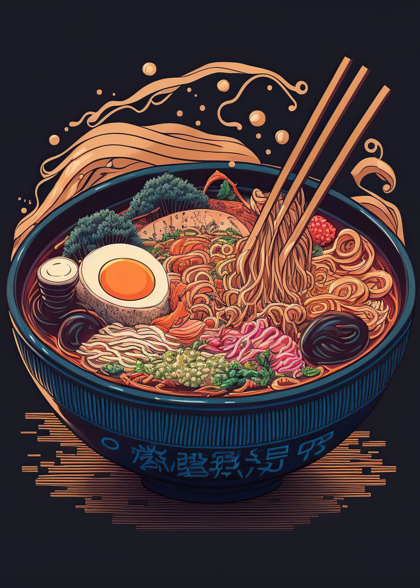 'ramen japanese food' Poster, picture, metal print, paint by Finnian ...