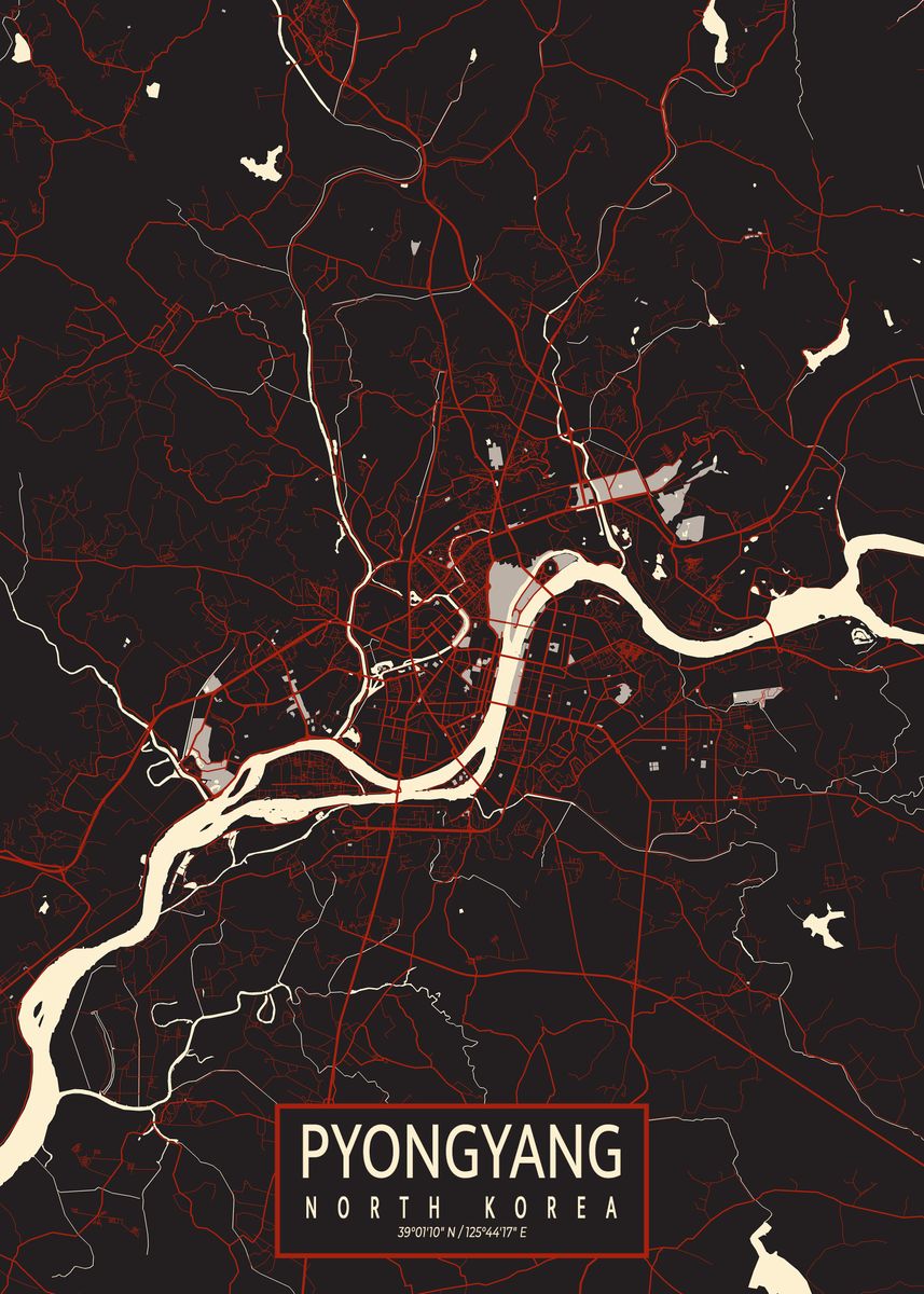 'Pyongyang City Map Vector' Poster, picture, metal print, paint by ...