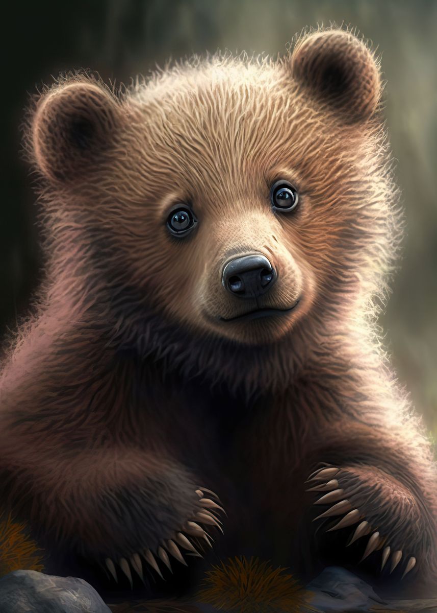'baby bear cute' Poster, picture, metal print, paint by Marlie Cullen ...