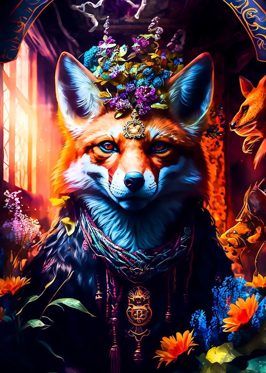 'Fox' Poster, picture, metal print, paint by Tiker Arts | Displate