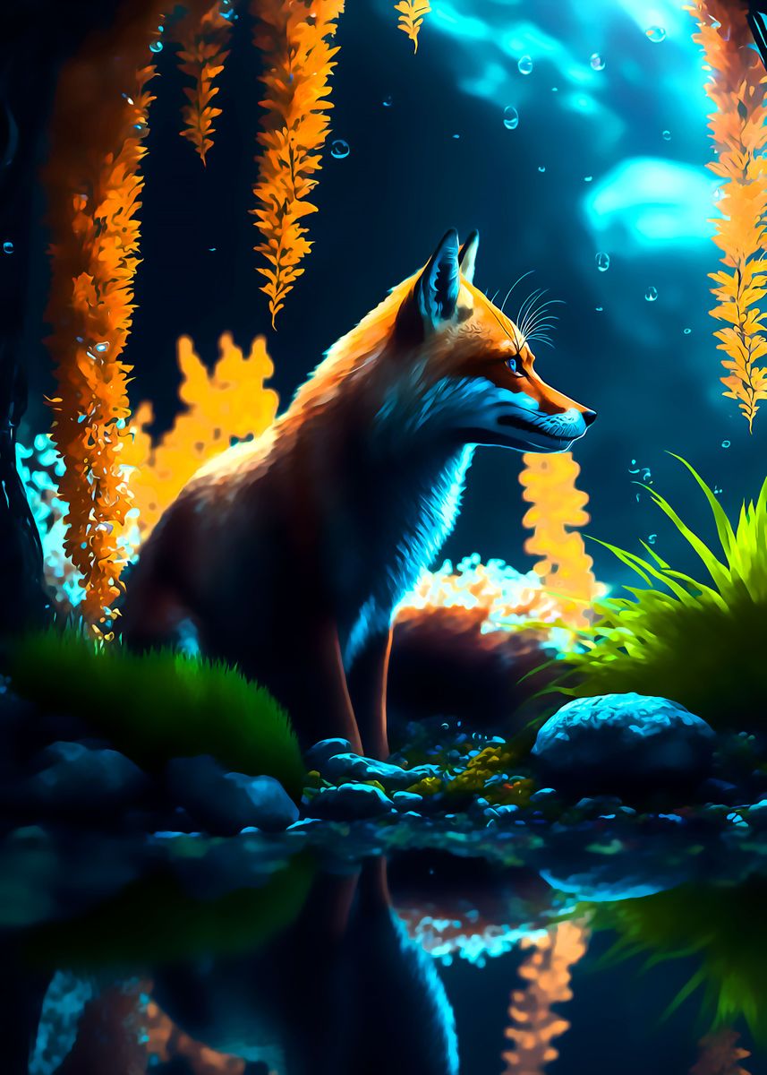 'Fox' Poster, picture, metal print, paint by minh doan | Displate