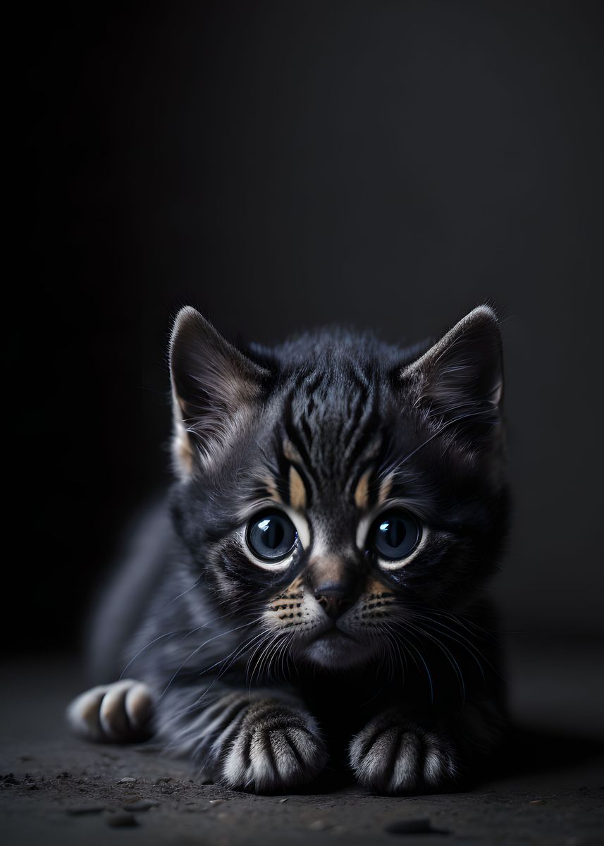 'Cute kitten' Poster, picture, metal print, paint by Lukasz Kobylka ...