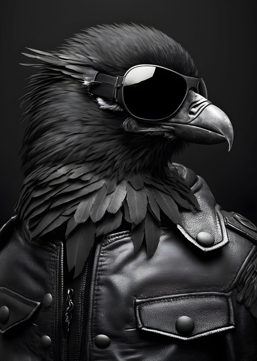 'cool black crow modern ' Poster, picture, metal print, paint by mk ...