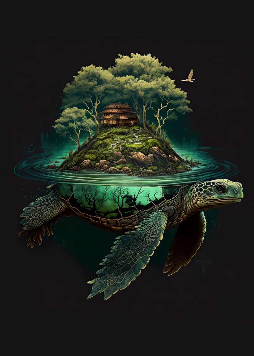'turtle island' Poster, picture, metal print, paint by Ana Calvert ...