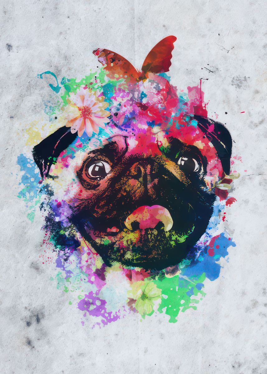 'Pug Soul' Poster, picture, metal print, paint by AndrejZT | Displate