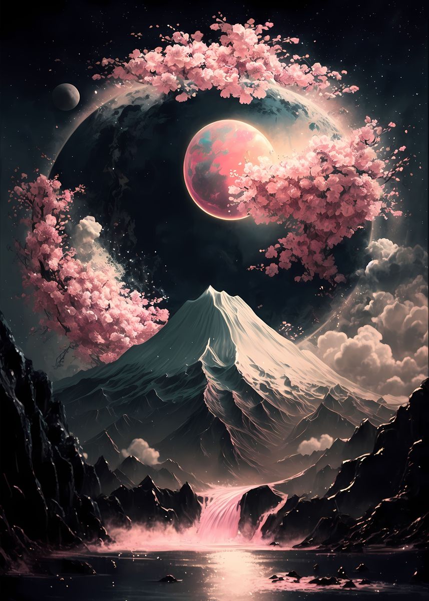 'Japanese Landscape Neon ' Poster, picture, metal print, paint by Jay ...
