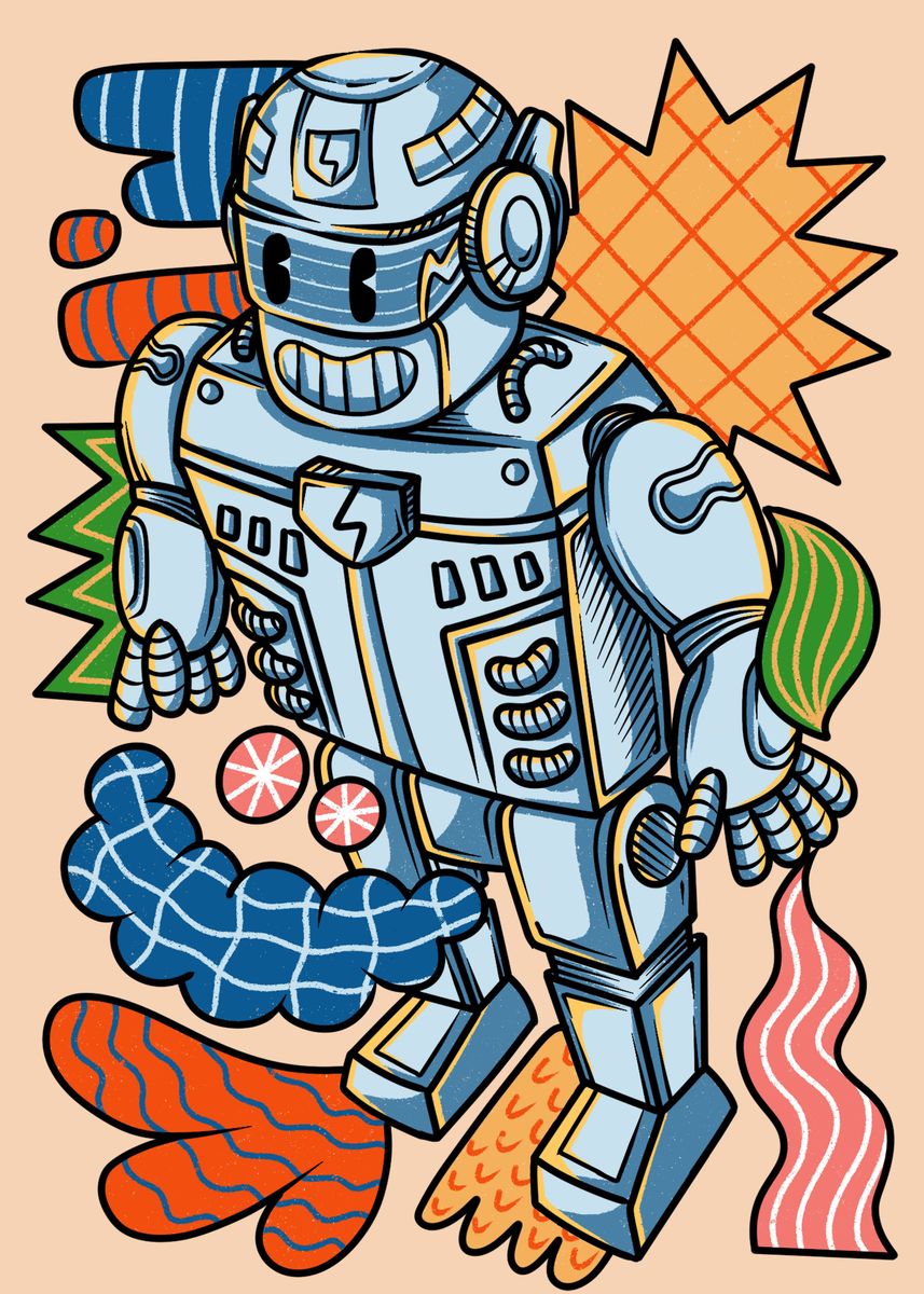 'ROBOT' Poster, picture, metal print, paint by Mohammad Toha | Displate