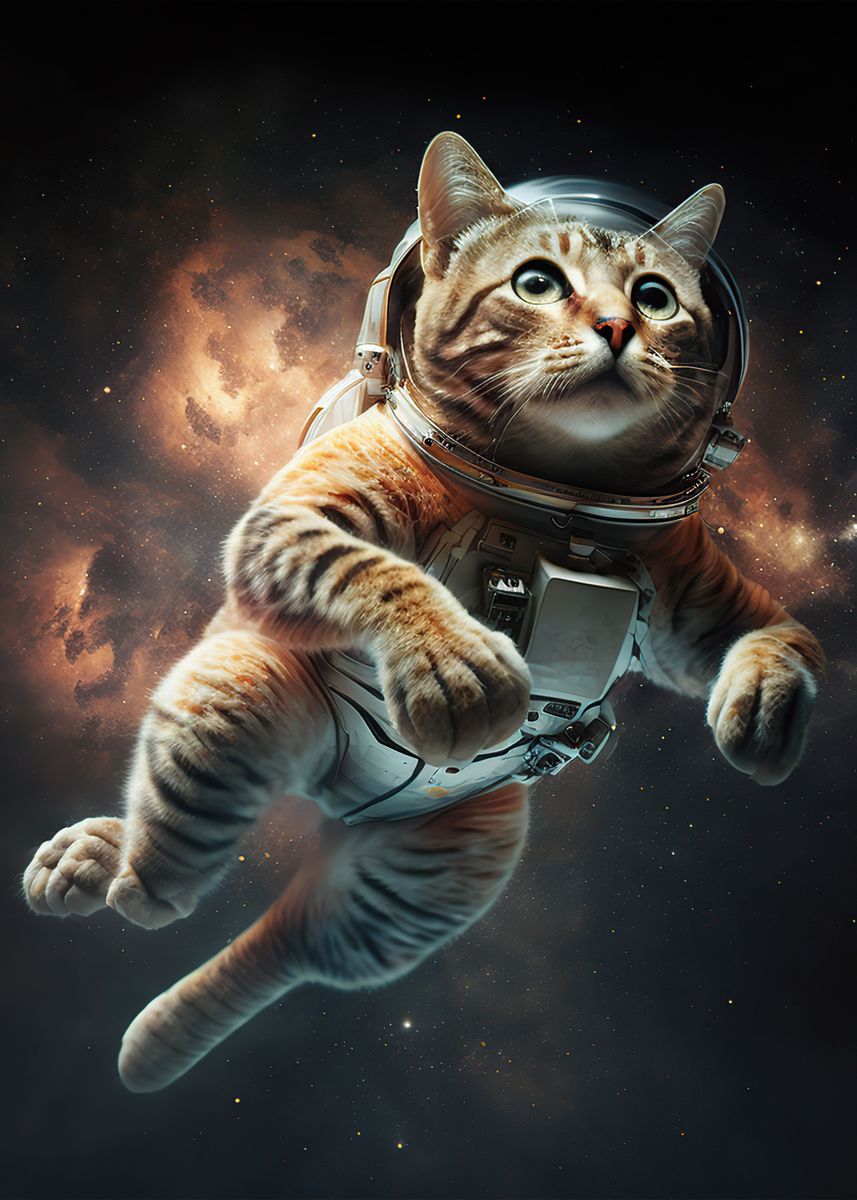 'Astronaut Cat in space' Poster, picture, metal print, paint by Ahmet ...