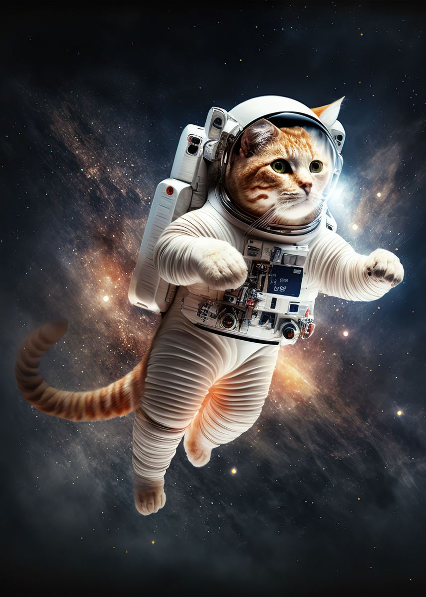 'Astronaut Cat in space' Poster, picture, metal print, paint by Ahmet ...