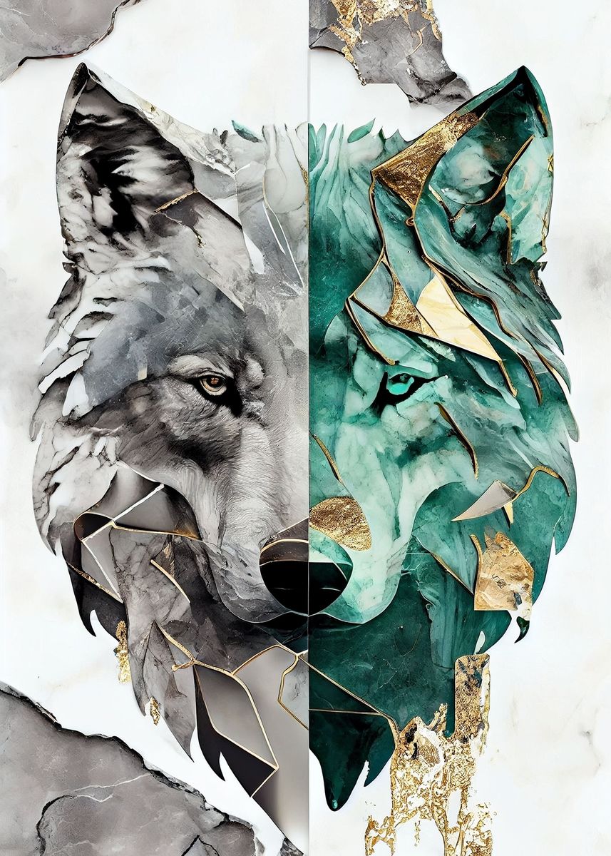 'Jade Marble Wolf' Poster, picture, metal print, paint by Steel Canvas ...