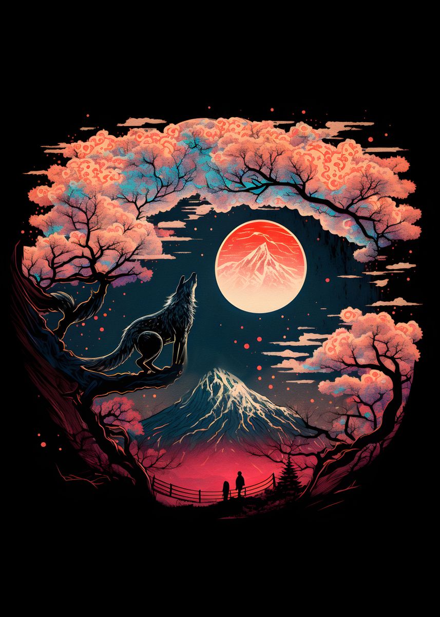 'night fuji mountain' Poster, picture, metal print, paint by Muhammad ...