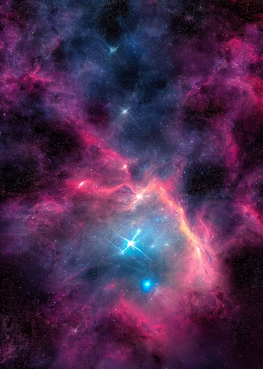 'Galaxy with stars' Poster, picture, metal print, paint by HildaWarren ...