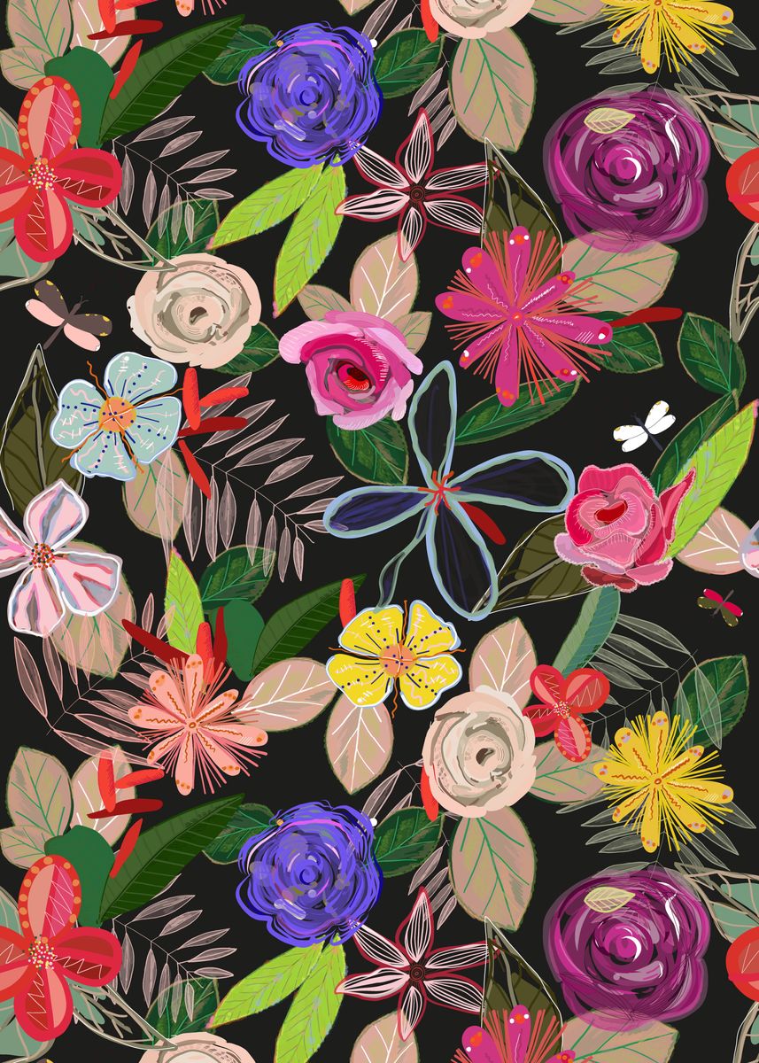 'Vivid colorful botanical' Poster, picture, metal print, paint by ...