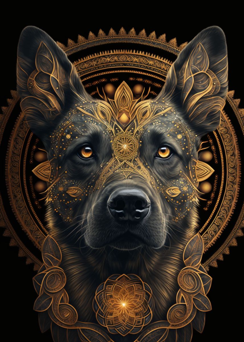 'Mystic Dog' Poster, picture, metal print, paint by Amit Debnath | Displate