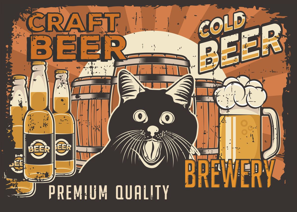 'Cat Meme Beer' Poster by XandYart | Displate
