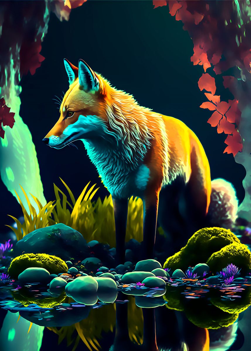 'Fox' Poster, picture, metal print, paint by minh doan | Displate