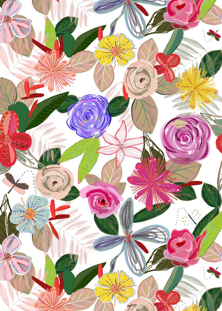 'Vivid colorful botanical ' Poster, picture, metal print, paint by ...