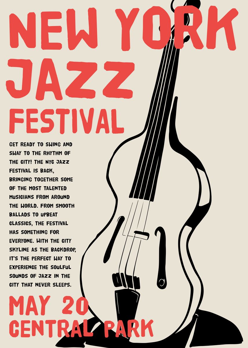 'New York Jazz Festival' Poster, picture, metal print, paint by BluePinkPanther | Displate