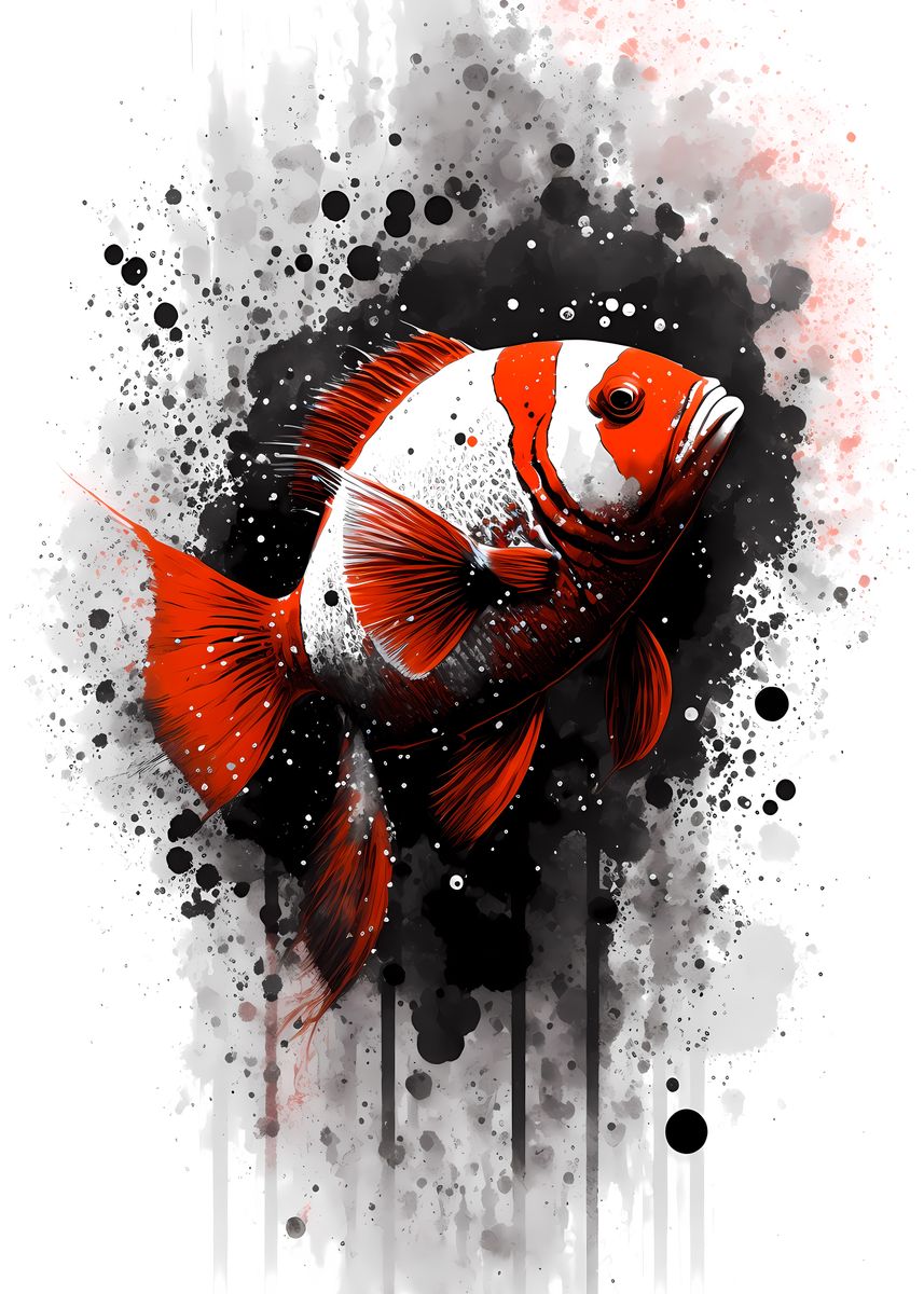 'Clownfish Ink Painting' Poster by TortillaChief | Displate