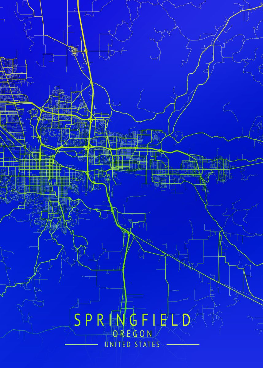 'Springfield USA City Map' Poster, picture, metal print, paint by Gigi ...