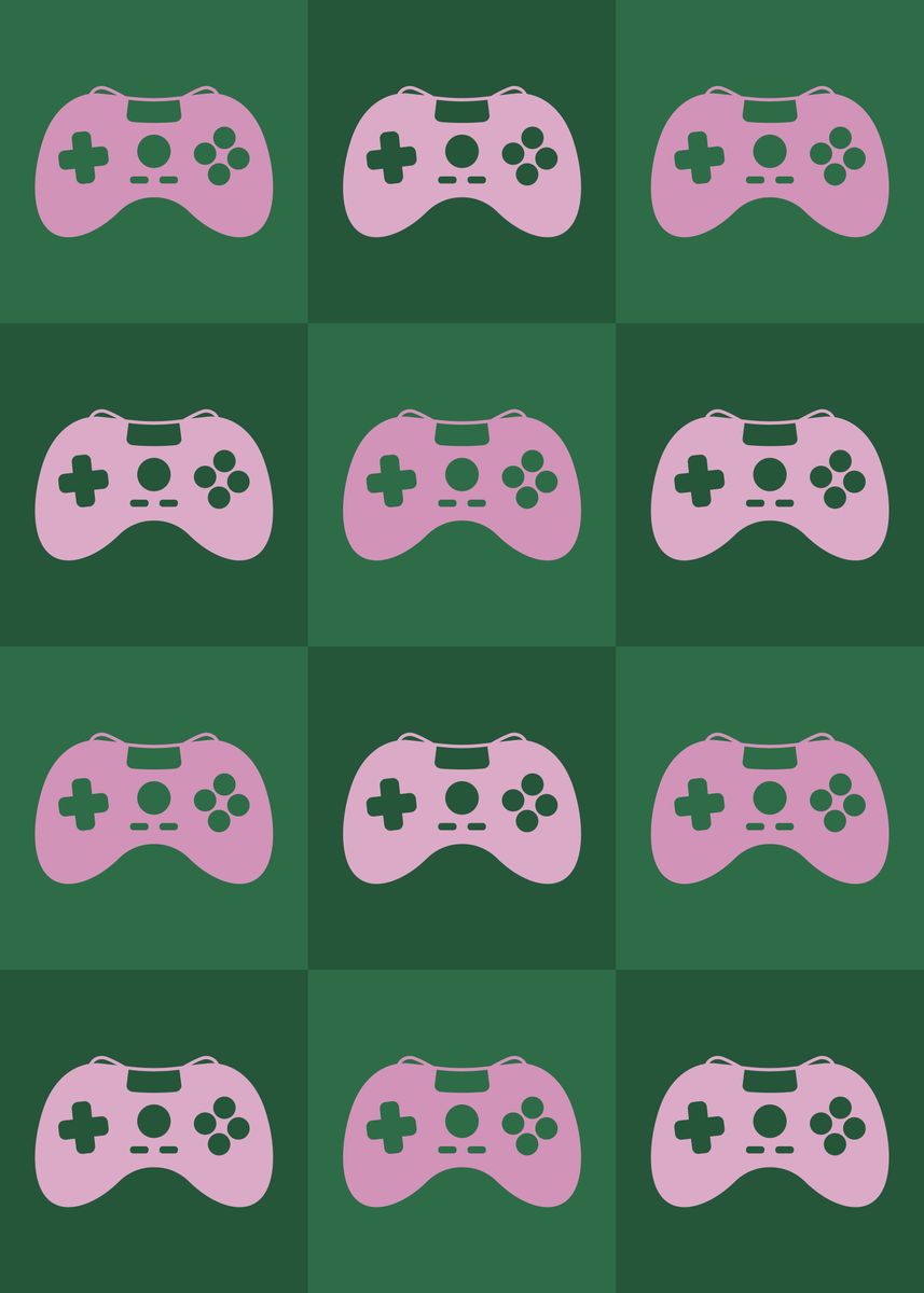 'Gamer Controllers Green' Poster by 84PixelDesign | Displate