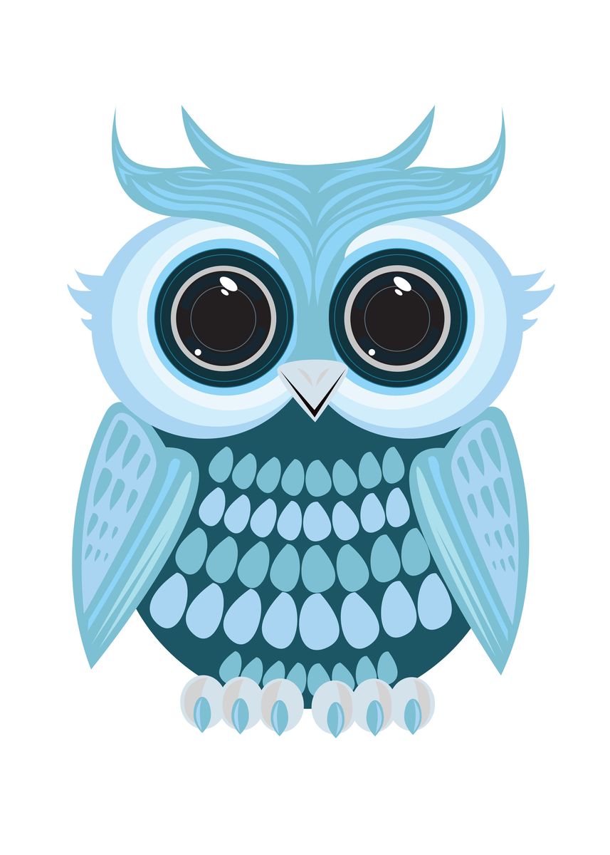 'Baby Blue Owl' Poster, picture, metal print, paint by Adamzworld ...