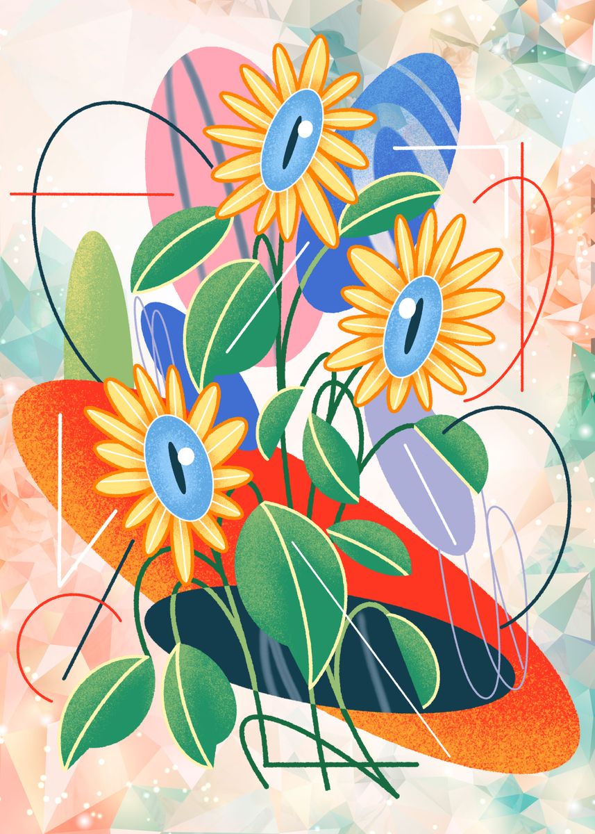 'Flowers Vibrant blooms' Poster, picture, metal print, paint by NIZAM ...