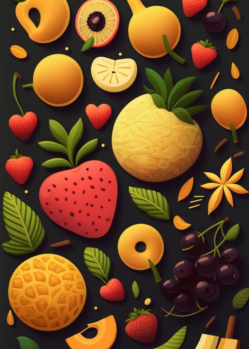 'Fruits pattern design' Poster, picture, metal print, paint by Ionut ...