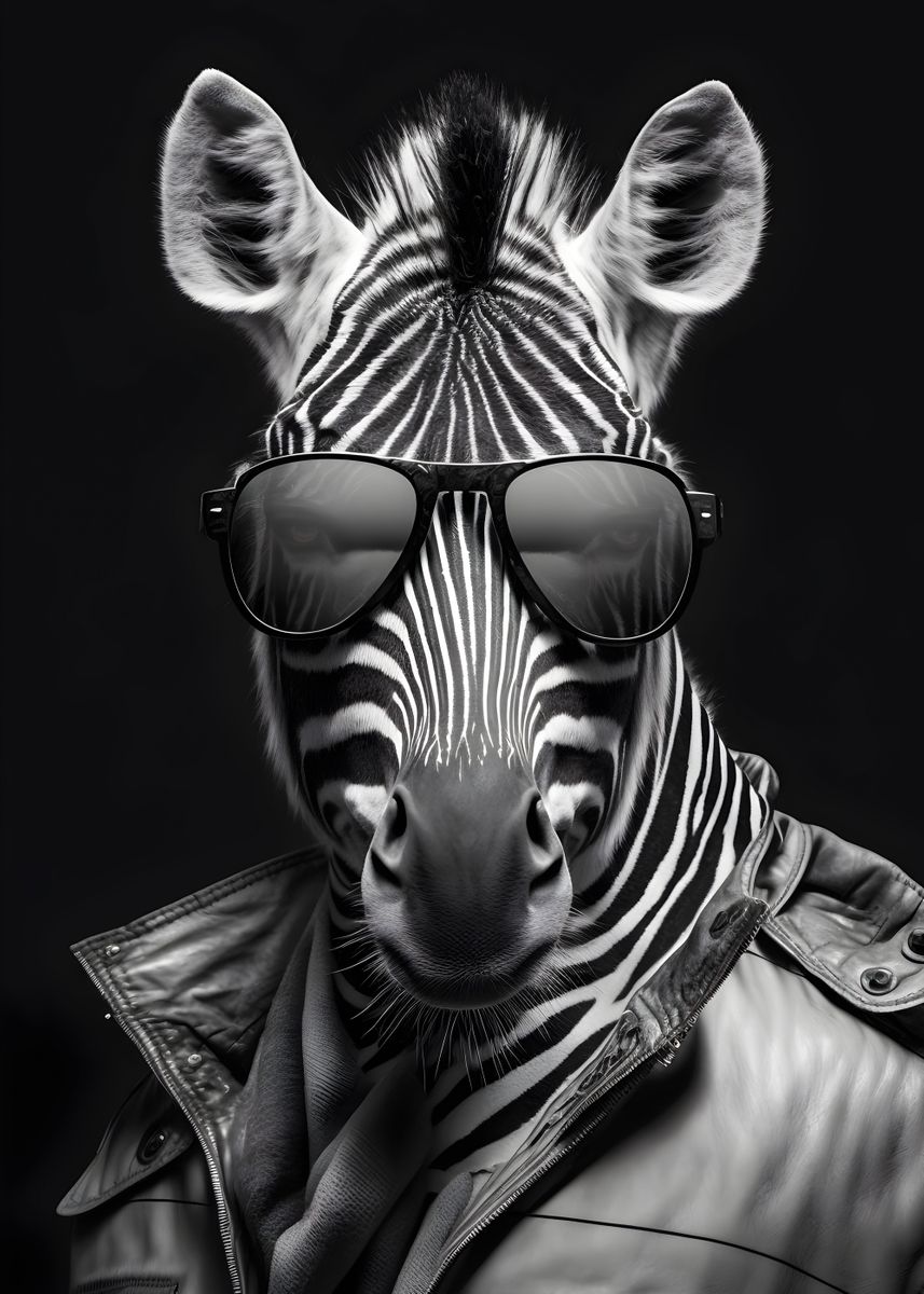 'cool zebra modern black' Poster, picture, metal print, paint by mk ...
