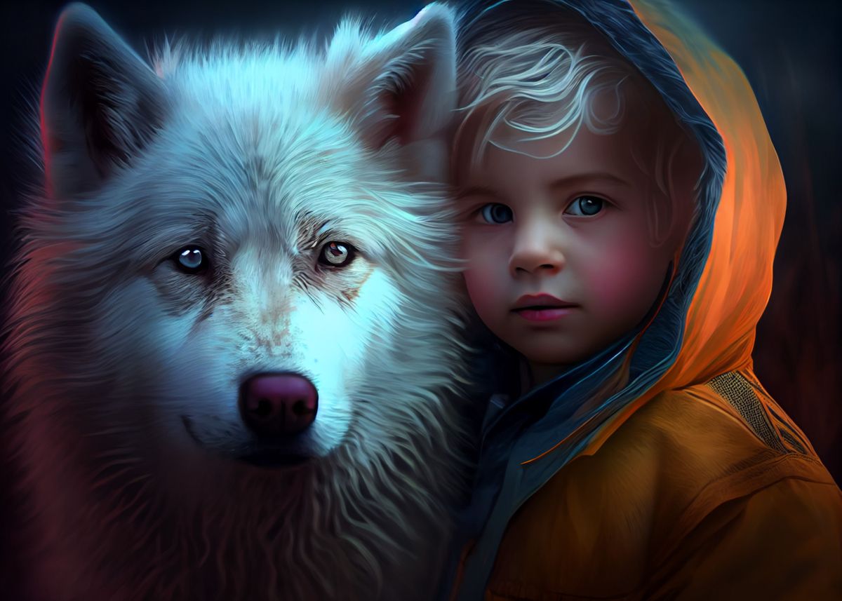 'Wolf and boy' Poster by Below Horizon | Displate