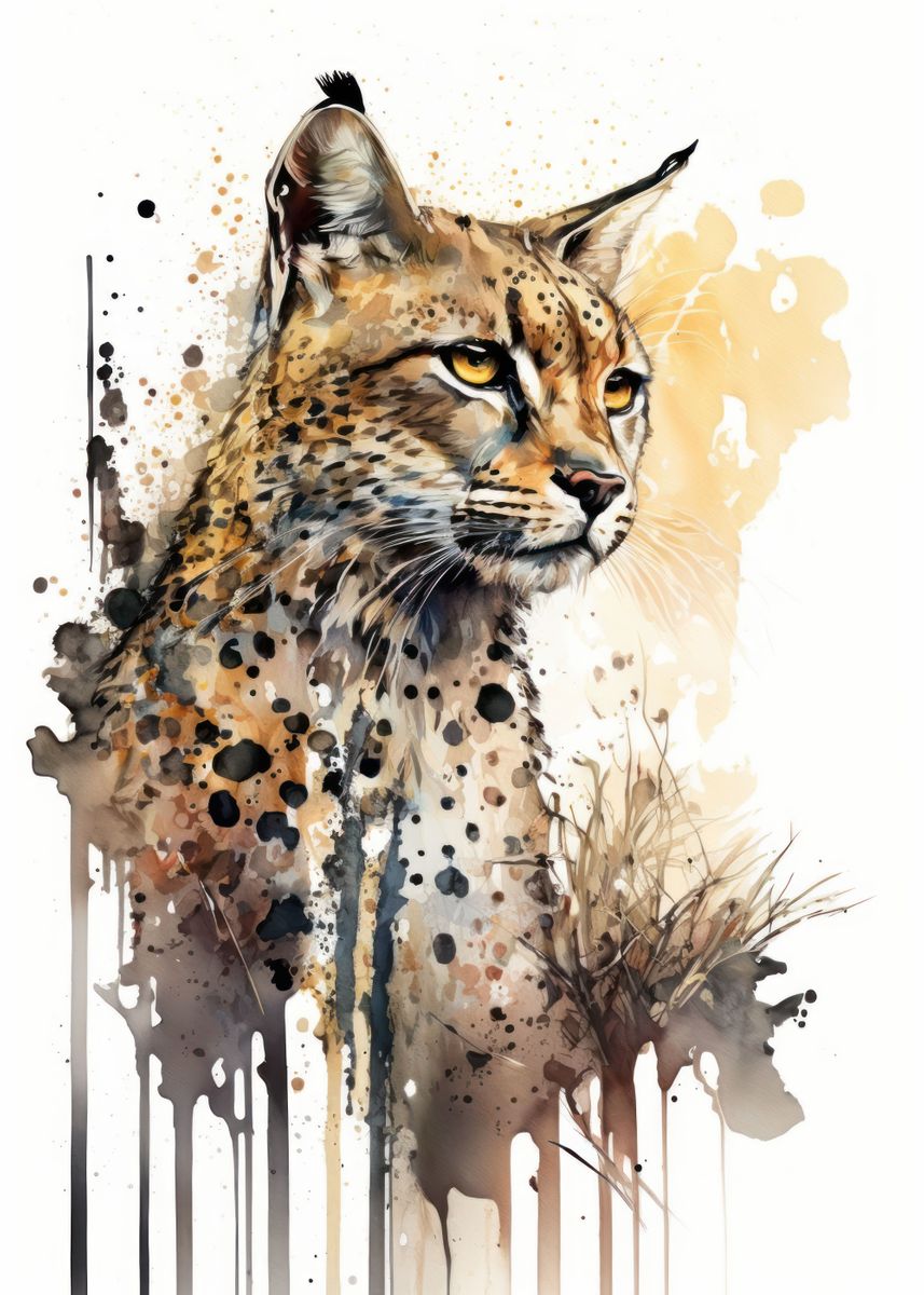 'Wild Cat Watercolor' Poster, picture, metal print, paint by Usama ...