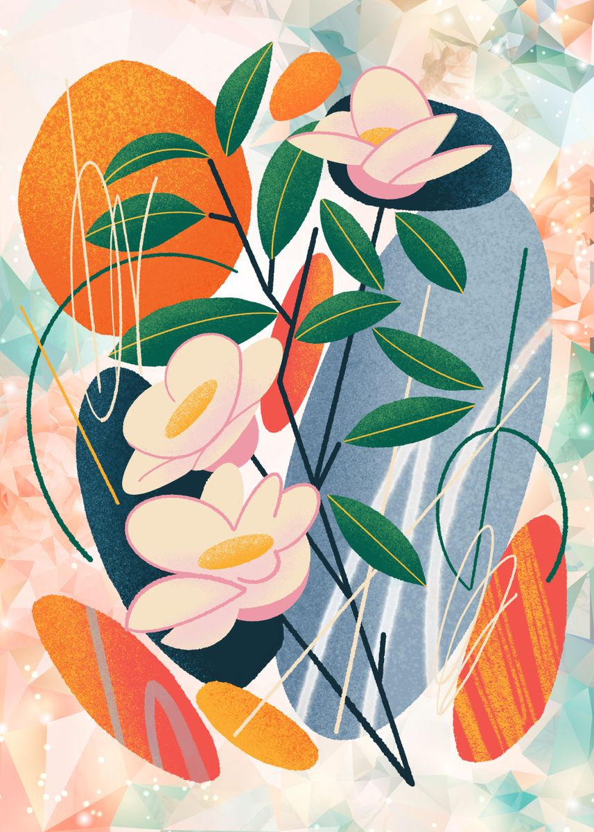 'Flowers Vibrant Blooms' Poster, picture, metal print, paint by NIZAM ...