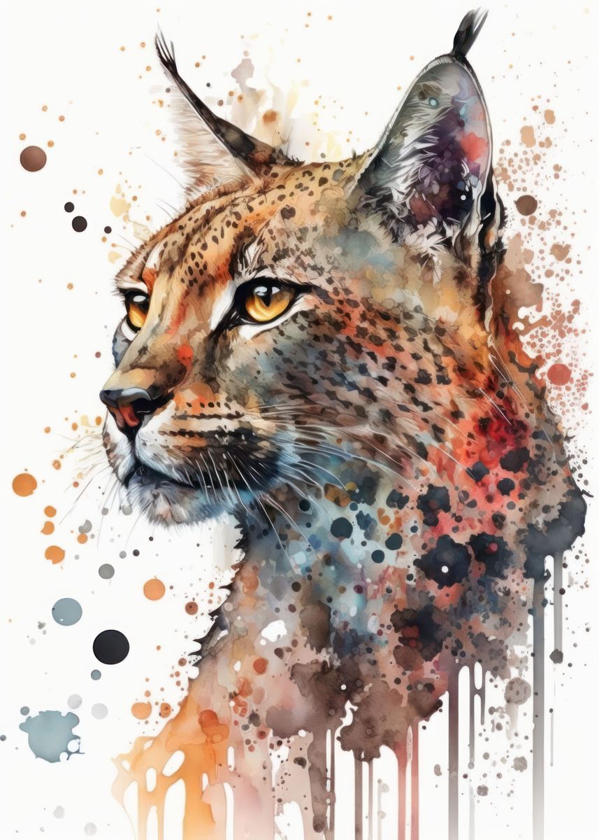 'Wild Cat Watercolor' Poster, picture, metal print, paint by Usama ...