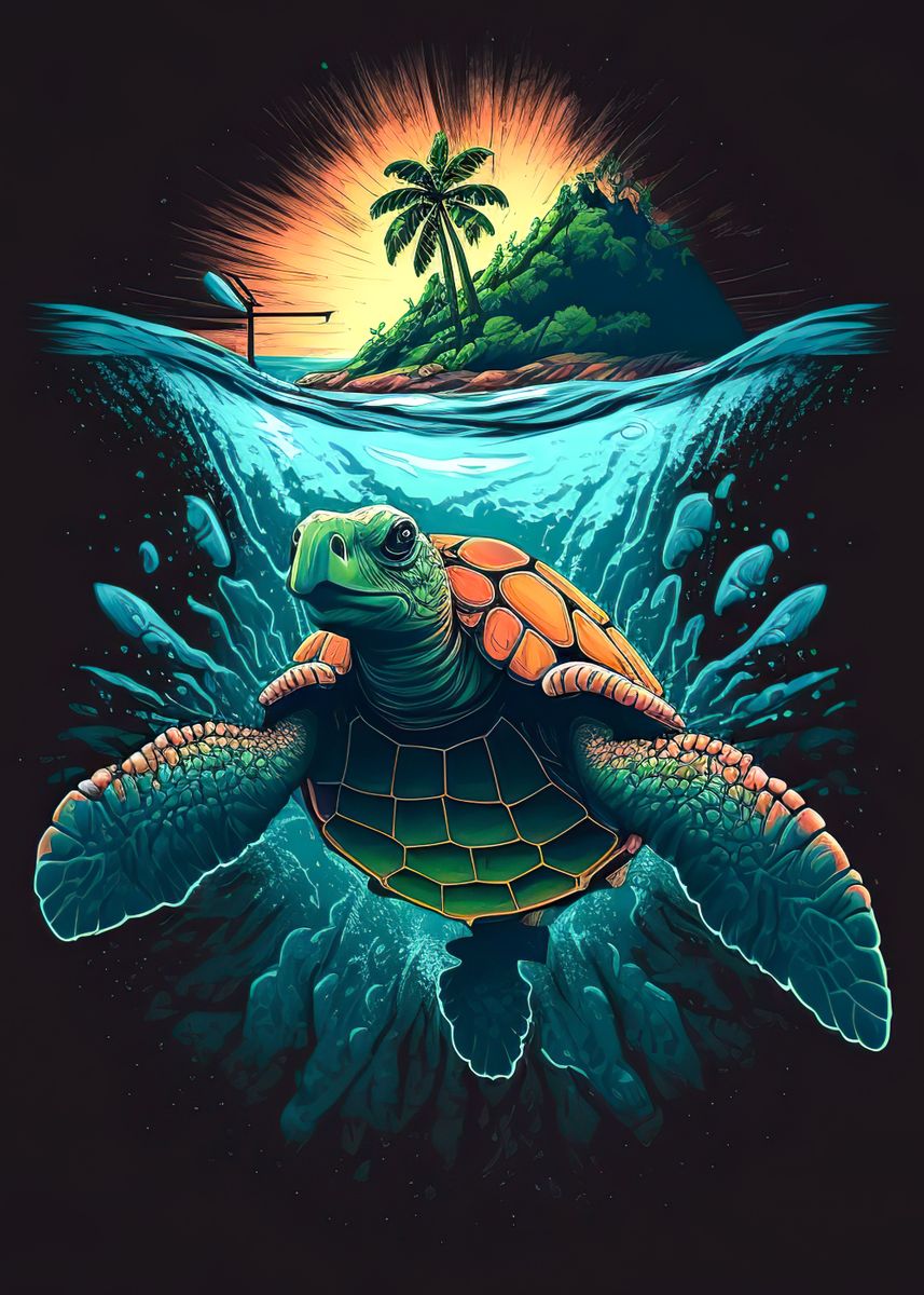 'turtle island ' Poster, picture, metal print, paint by Ana Calvert ...