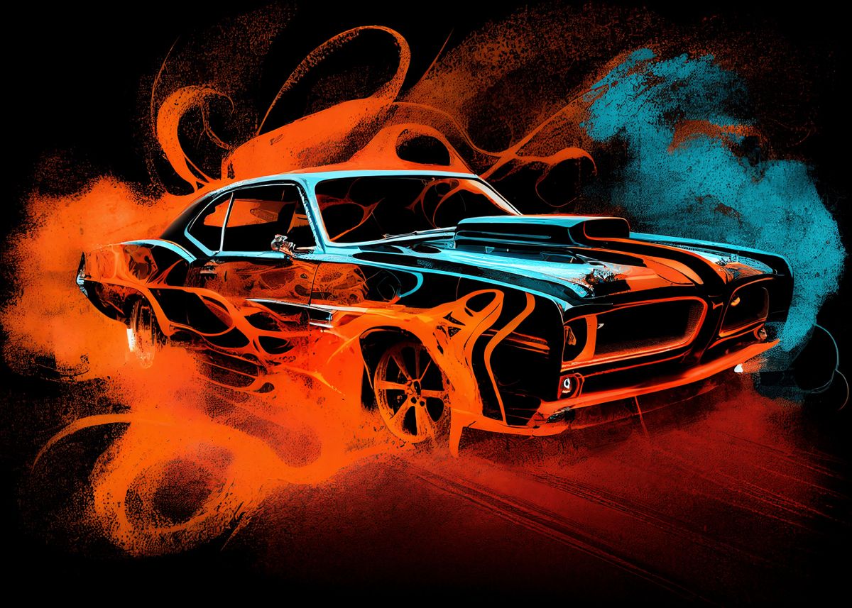 'GTO on Flames' Poster by Hazzo Design | Displate
