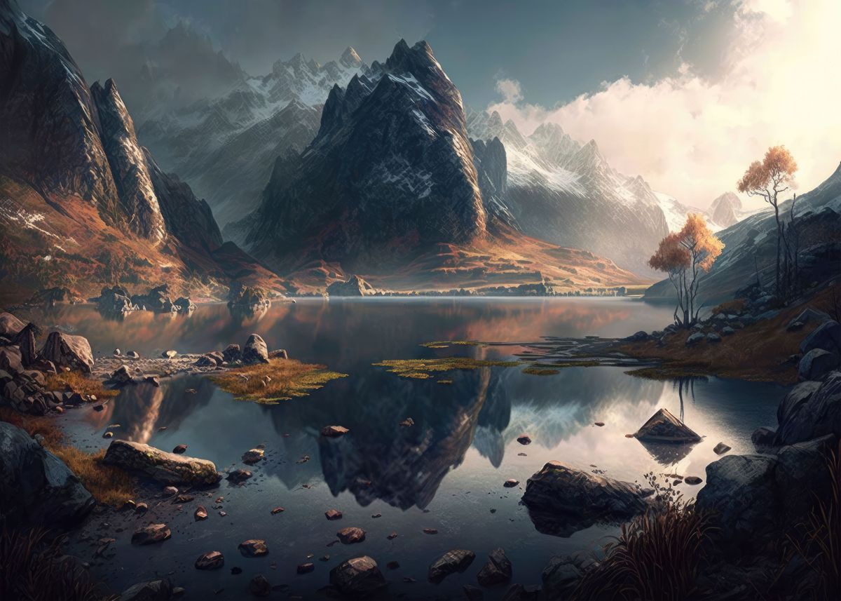 'Rugged Mountainscape' Poster by murtzart | Displate