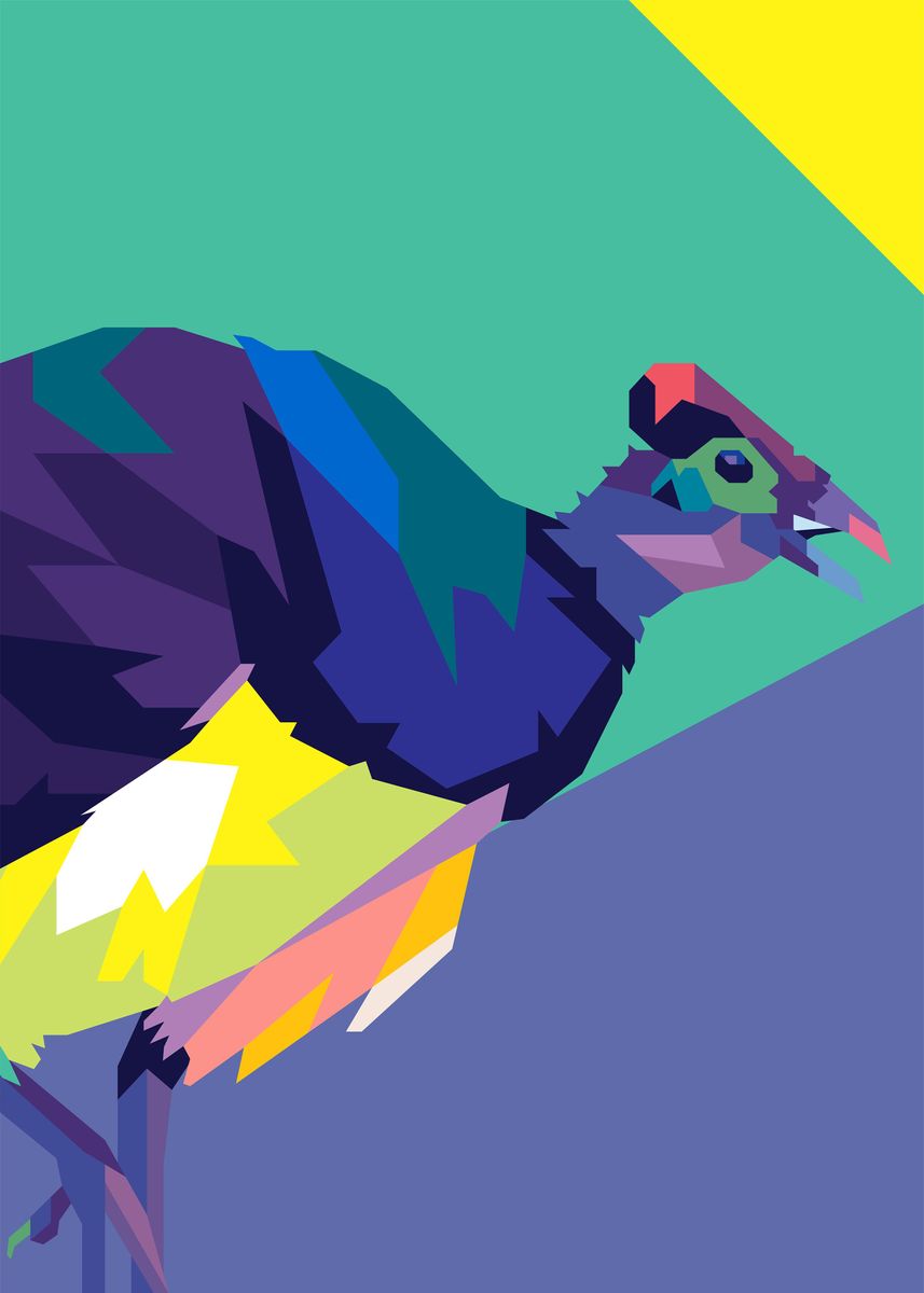 'Bird Maleo Pop Art' Poster, picture, metal print, paint by Indra ...