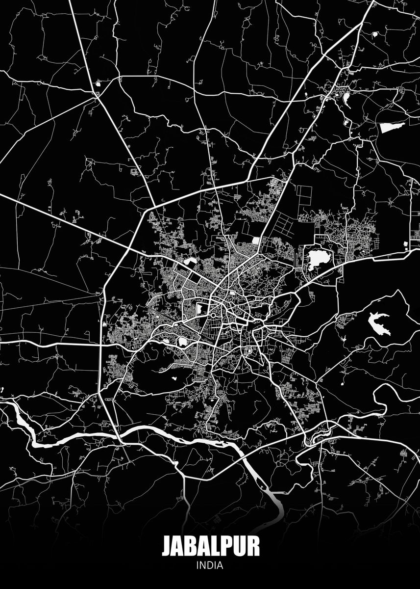 'Jabalpur India Dark Map' Poster, picture, metal print, paint by Zake ...