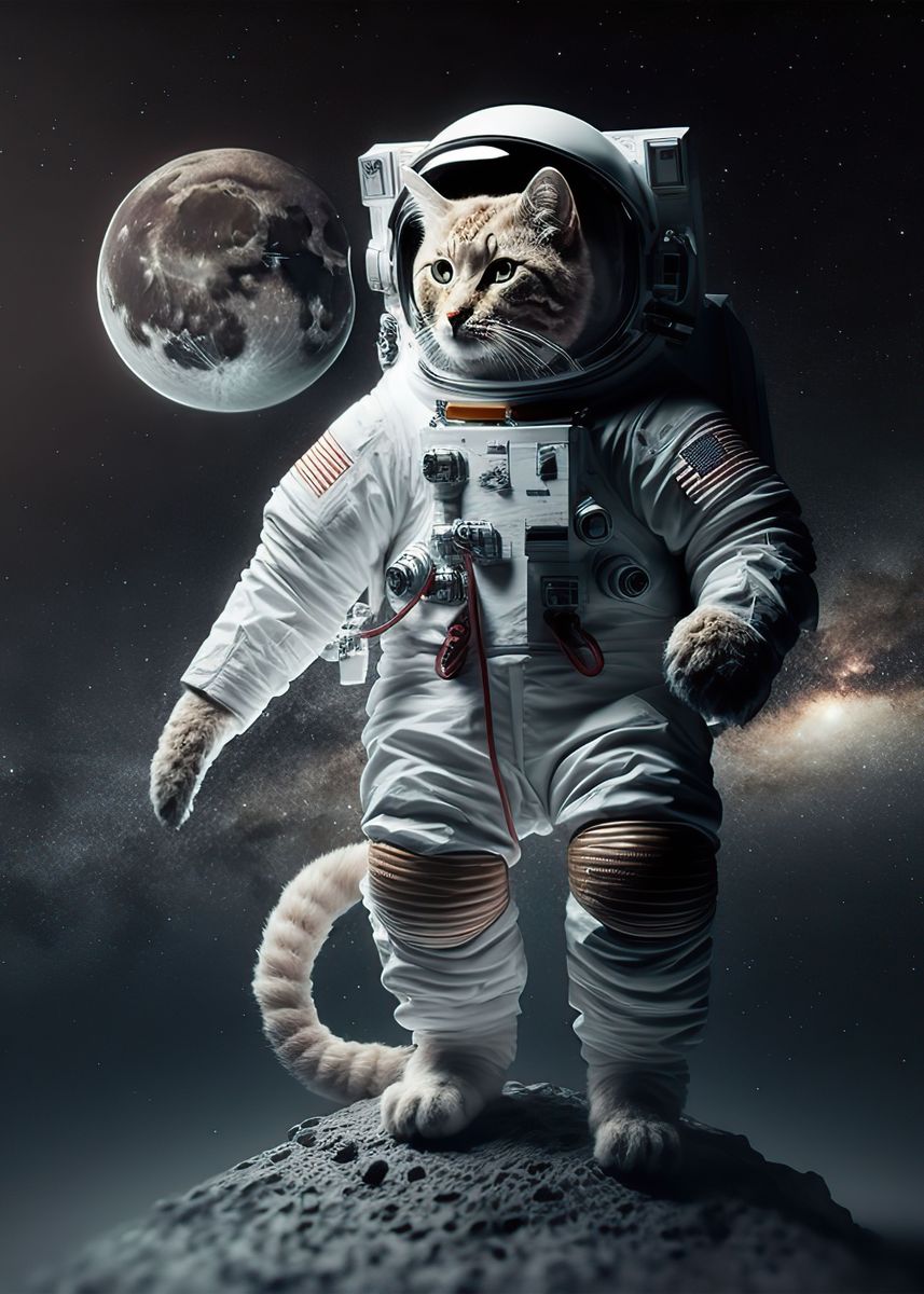 'Astronaut Cat in space' Poster, picture, metal print, paint by Ahmet ...
