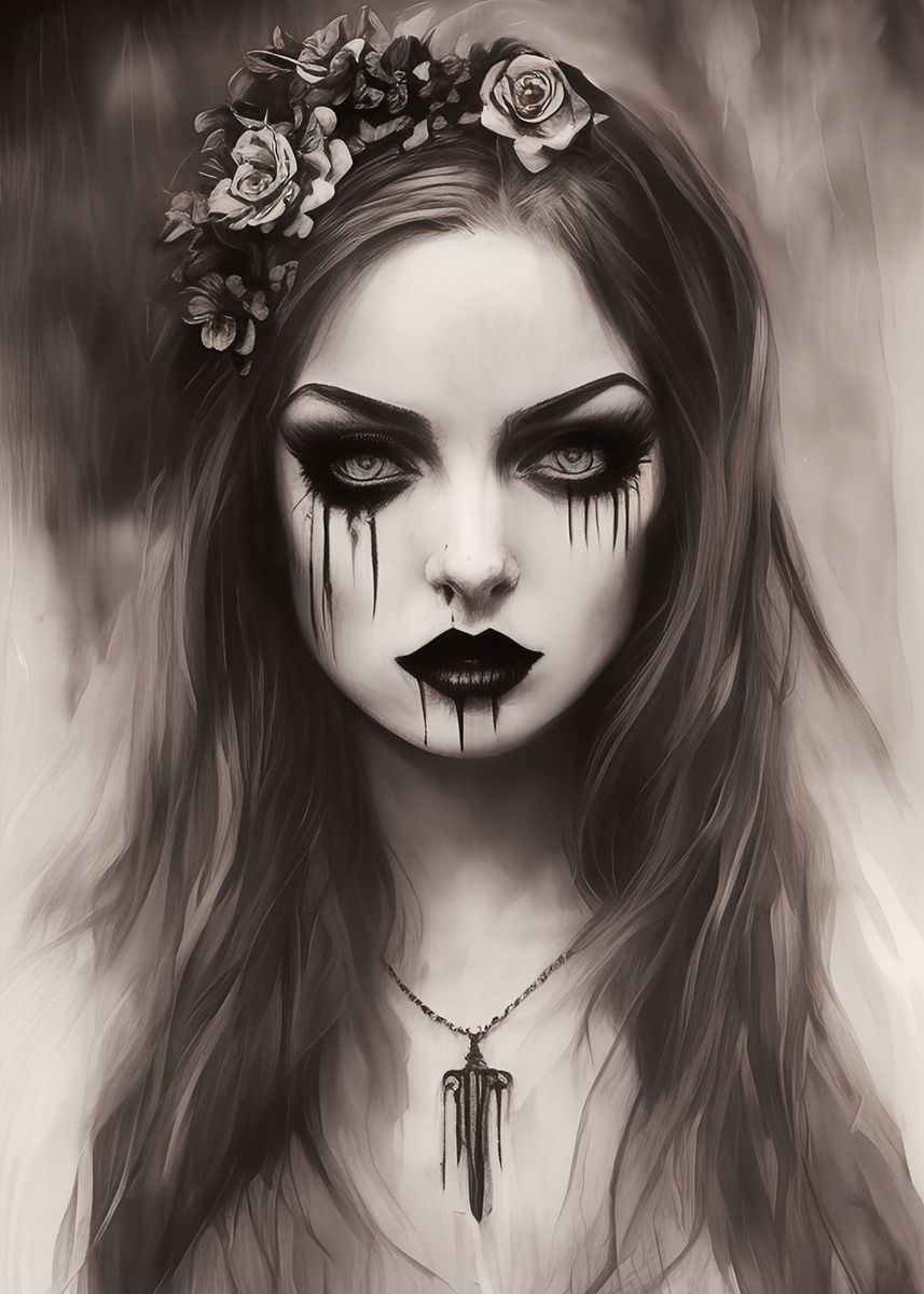 'Eerie Gothic girl ' Poster, picture, metal print, paint by Rashid ...