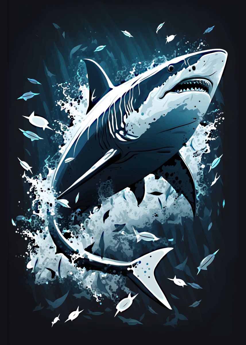 'Predator of the Deep' Poster, picture, metal print, paint by Mounier ...