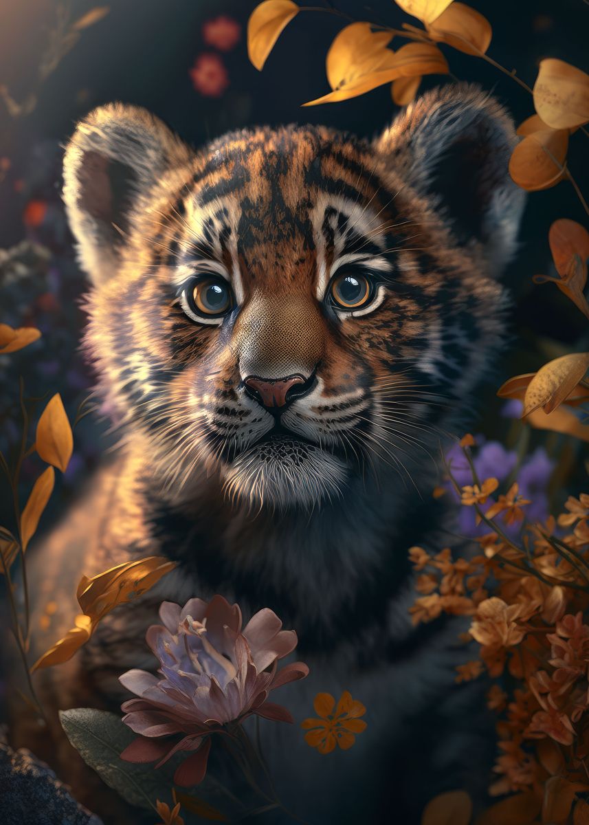 'Cute Little Tiger Cub' Poster, picture, metal print, paint by Zenz ...