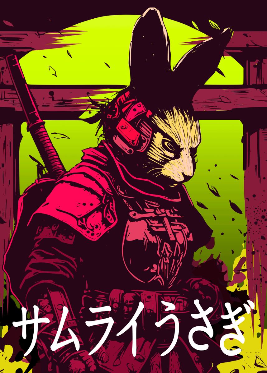 'Rabbit Samurai Killer' Poster, picture, metal print, paint by Ilya ...