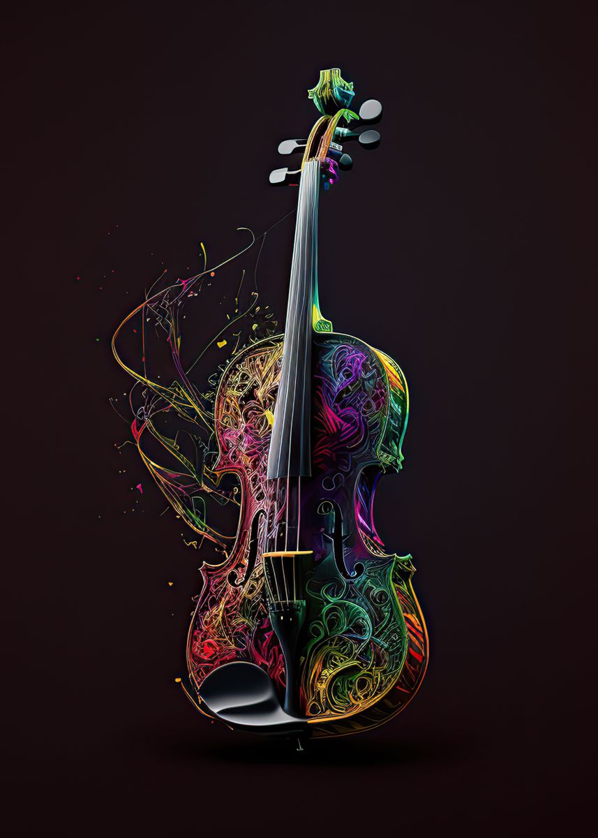 'Violin music art ' Poster, picture, metal print, paint by Minimalist ...