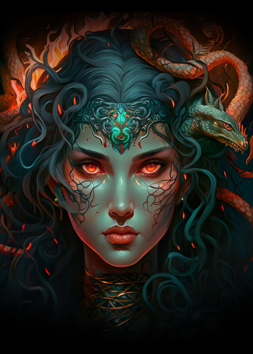 'Queen of fire' Poster, picture, metal print, paint by BlackBook | Displate