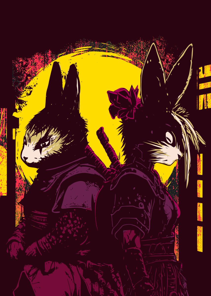'Rabbit Samurai Killer' Poster, picture, metal print, paint by Ilya ...