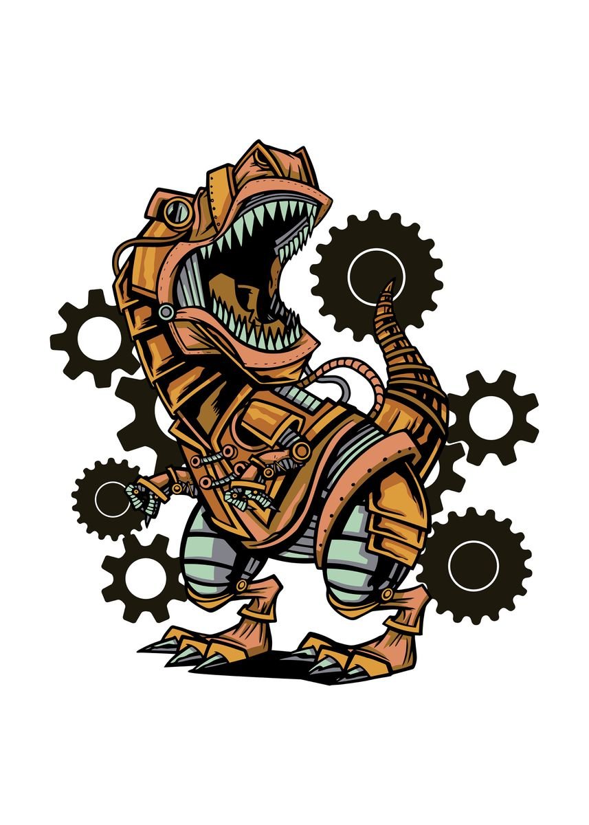 'Steampunk Dinosaur T Rex' Poster, picture, metal print, paint by Cool ...