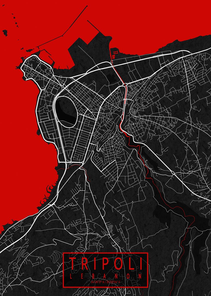 'Tripoli City Map Oriental' Poster, picture, metal print, paint by deMAP Studio | Displate